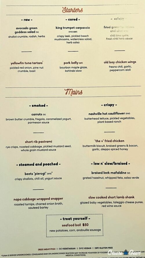 Razzle Dazzle Virgin Voyages Menu + Virtual Tour - Cruise Gear