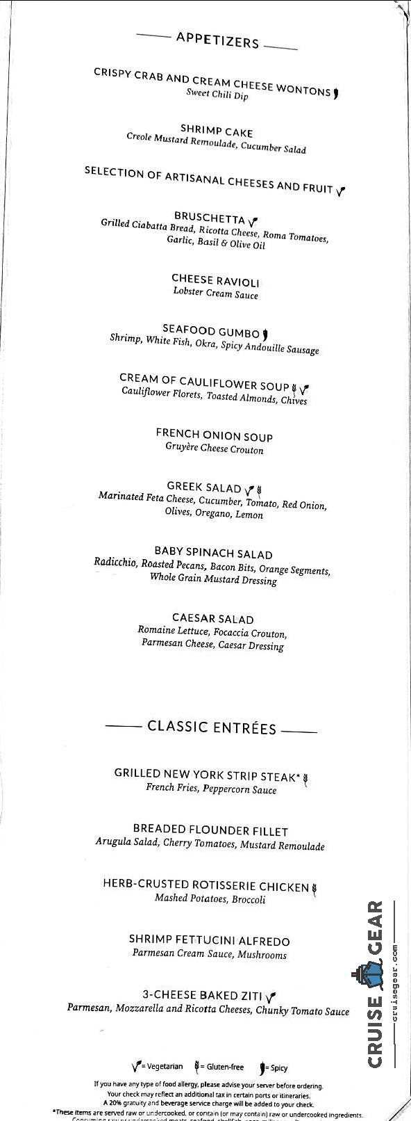 NCL Main Dining Room Menus & CHanges - UPDATED FOR 2024 - Cruise Gear