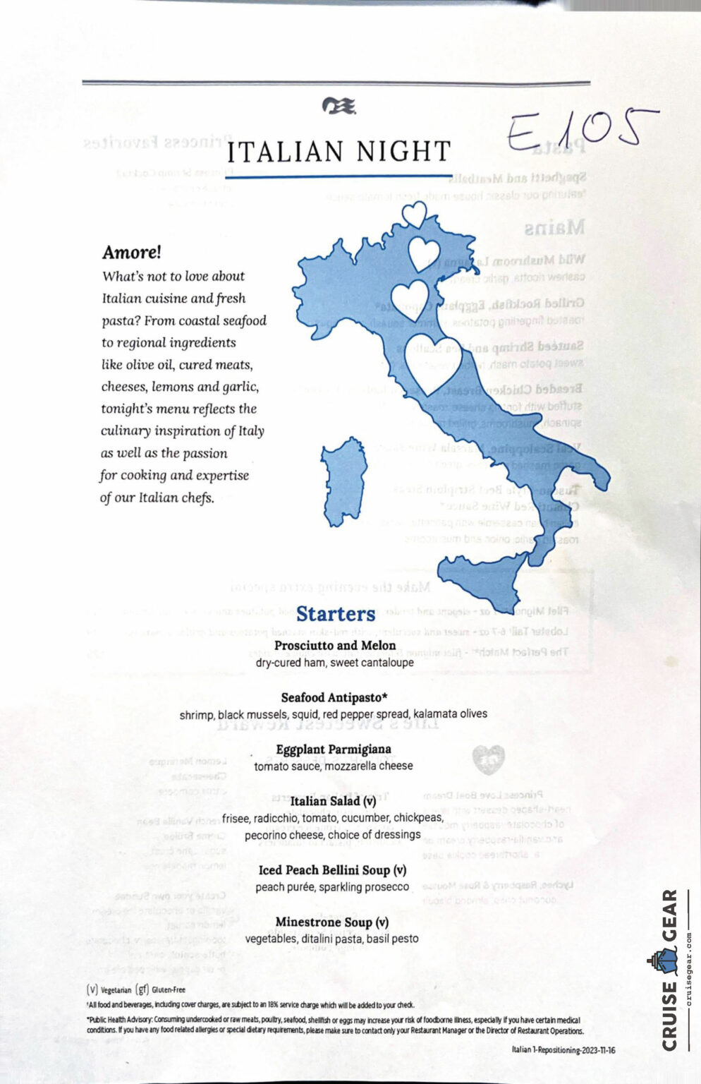 Princess Cruises Main Dining Room Menus & Recent Changes 2026 - Cruise Gear