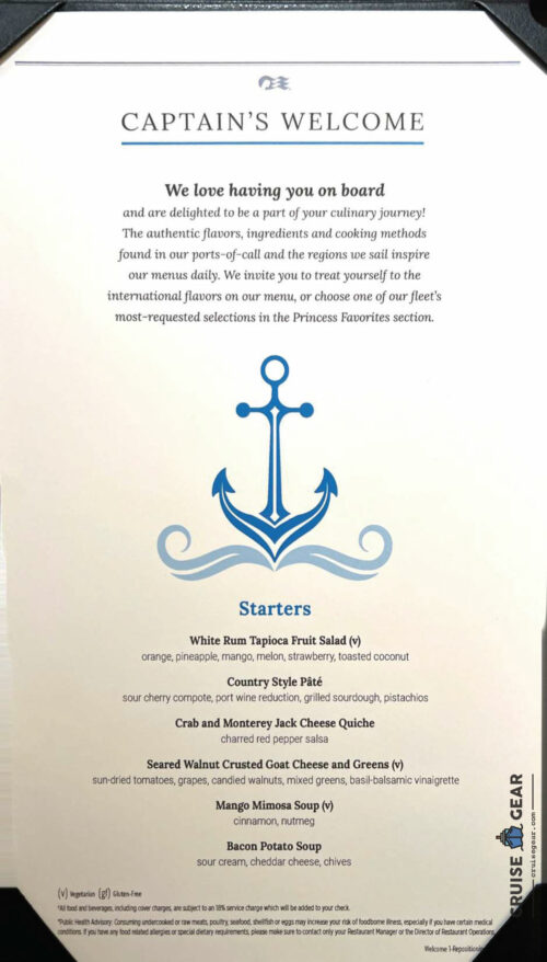 Princess Cruises Main Dining Room Menus & Recent Changes 2025 - Cruise Gear