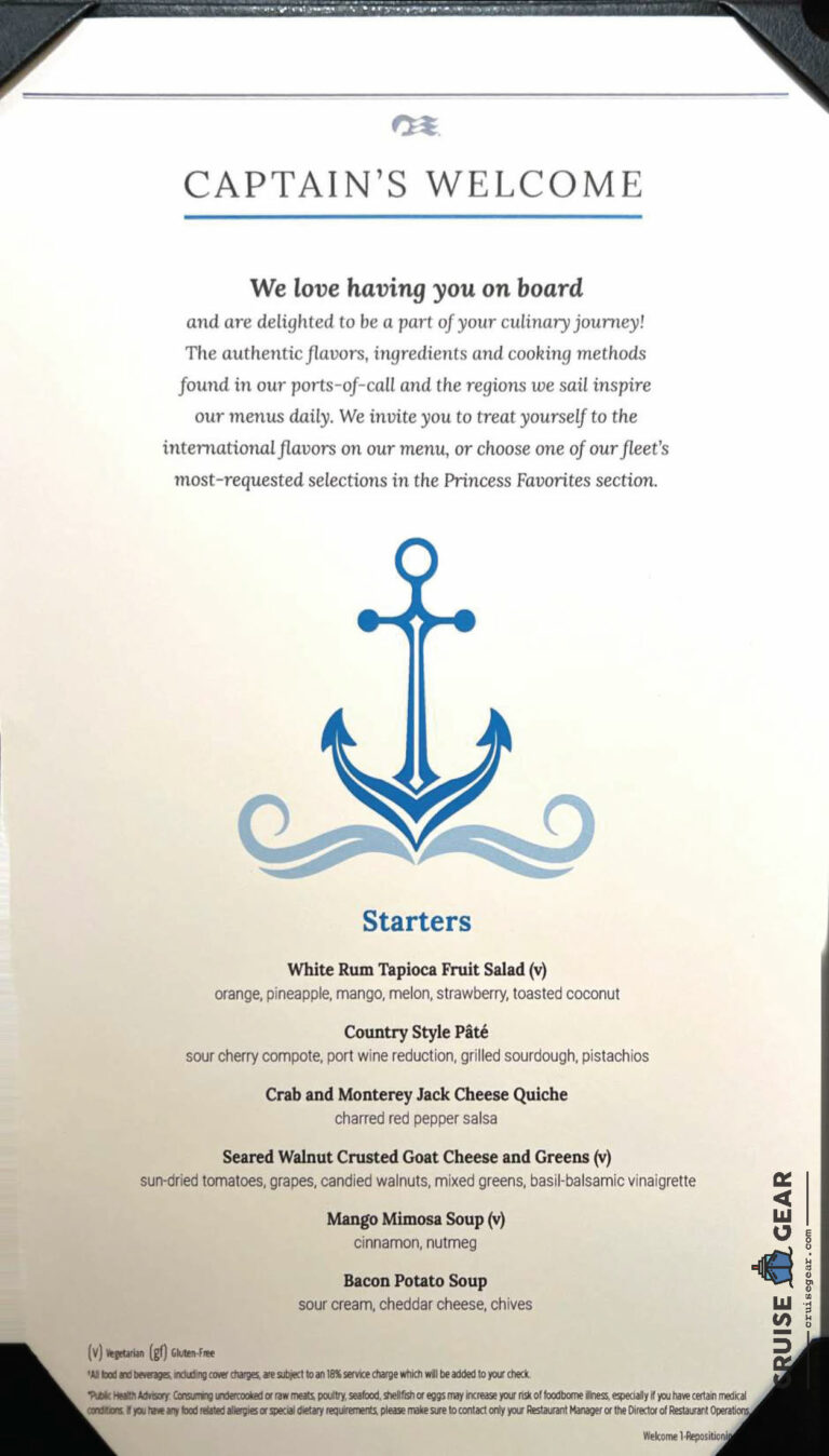 Princess Cruises Main Dining Room Menus & Recent Changes 2025 - Cruise Gear
