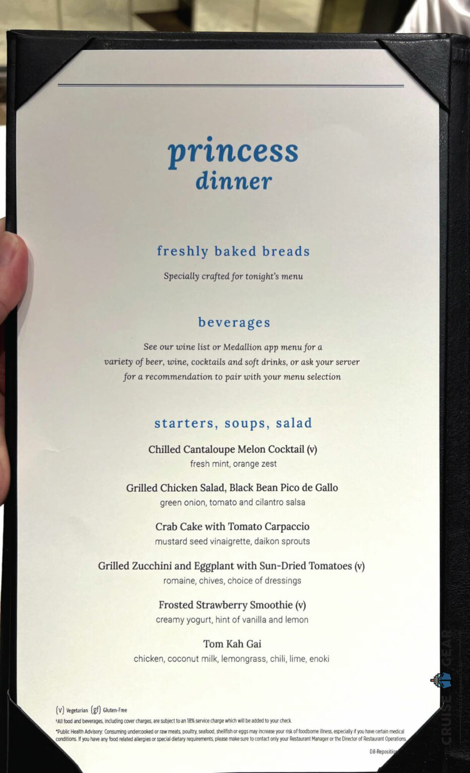 Princess Cruises Main Dining Room Menus & Recent Changes 2025 - Cruise Gear